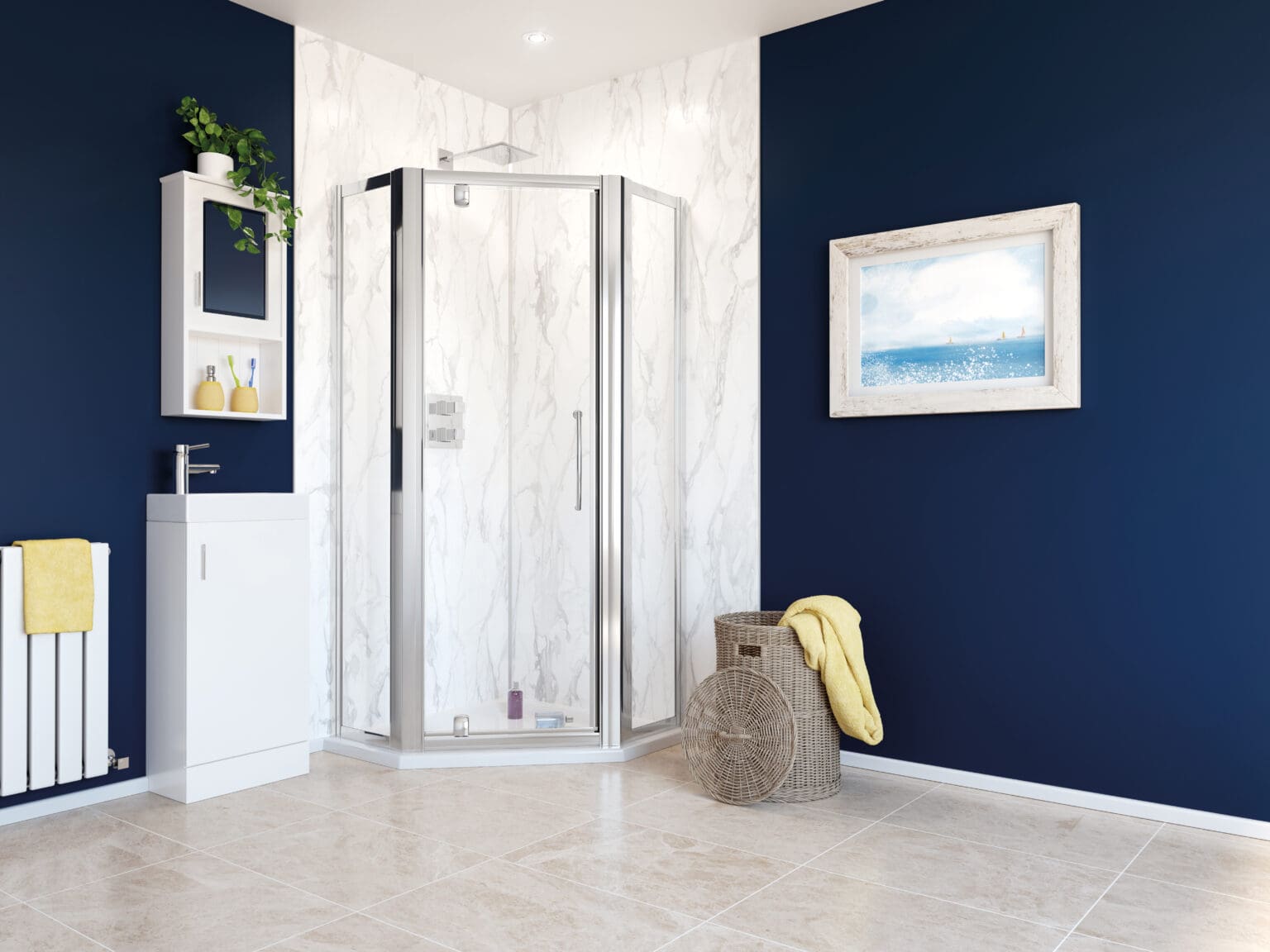 Semi-Frameless Pentagon - Shower Enclosures | Lakes