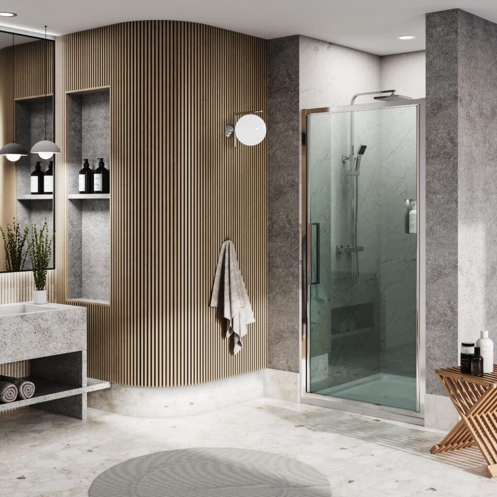 Wave Hinged Door - Lakes Showering Spaces