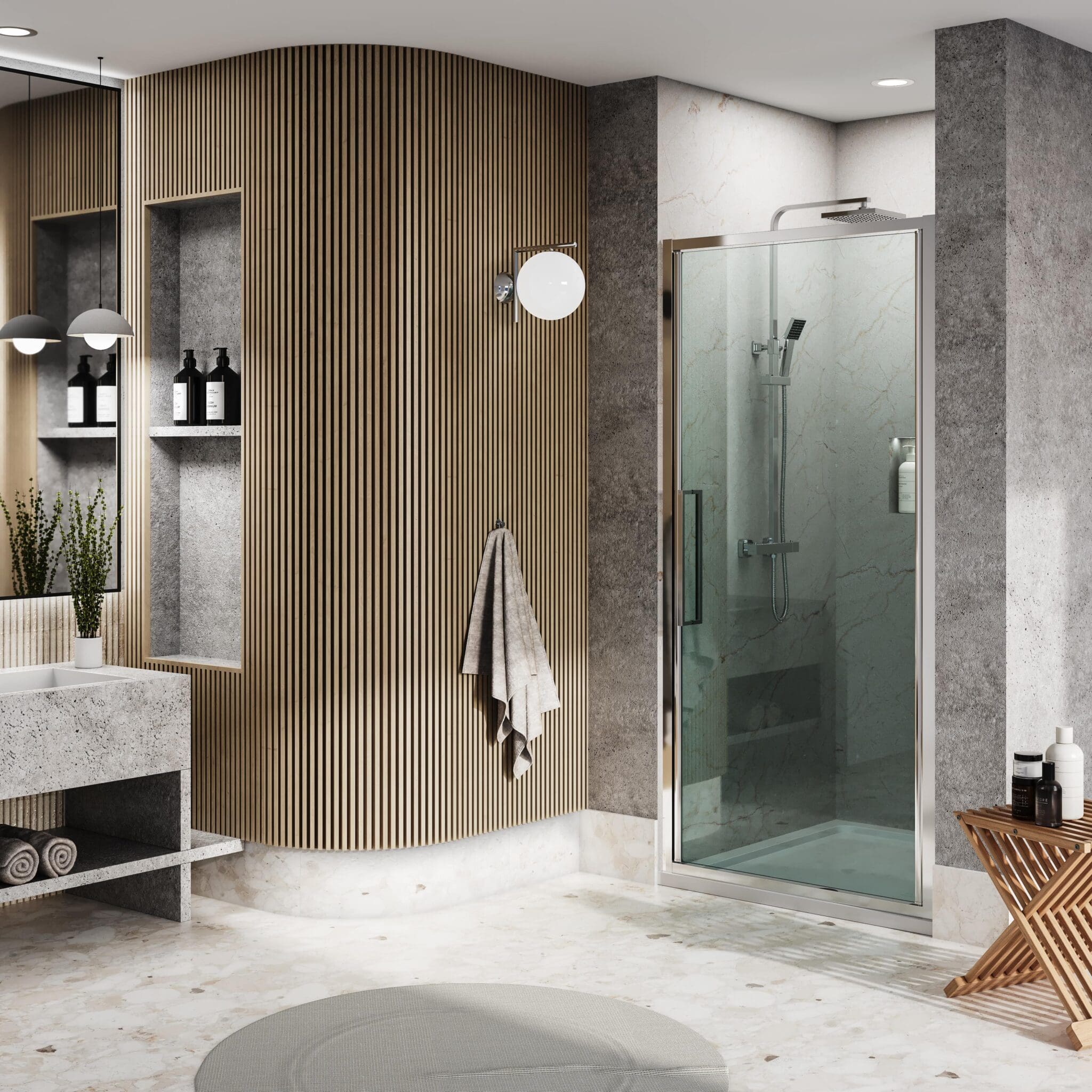 Wave Hinged Door - Lakes Showering Spaces